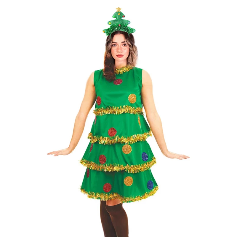 Cute Christmas Tree Cosplay Green Elf Costumes Tree Fairy Outfit Women ...