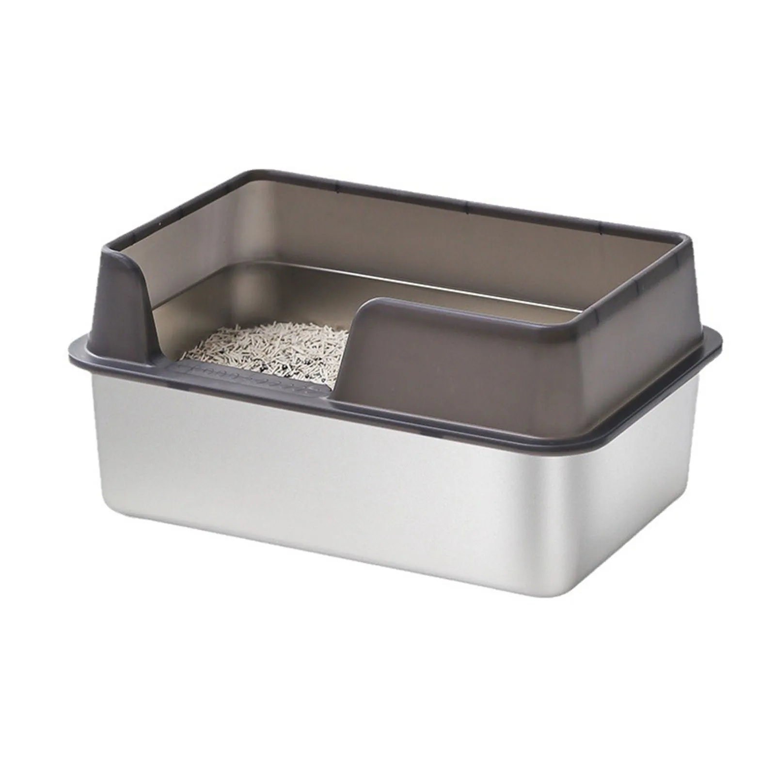 Stainless-Steel-Litter-Pan-Splash-Proof-Large-Open-Top-High-Side-Litter ...