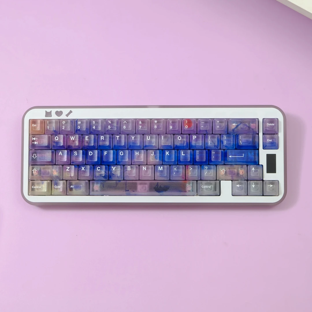 Aifei ABS Fog Translucent Keycaps 122 Keys Sunrise Pink Blue Cherry ...