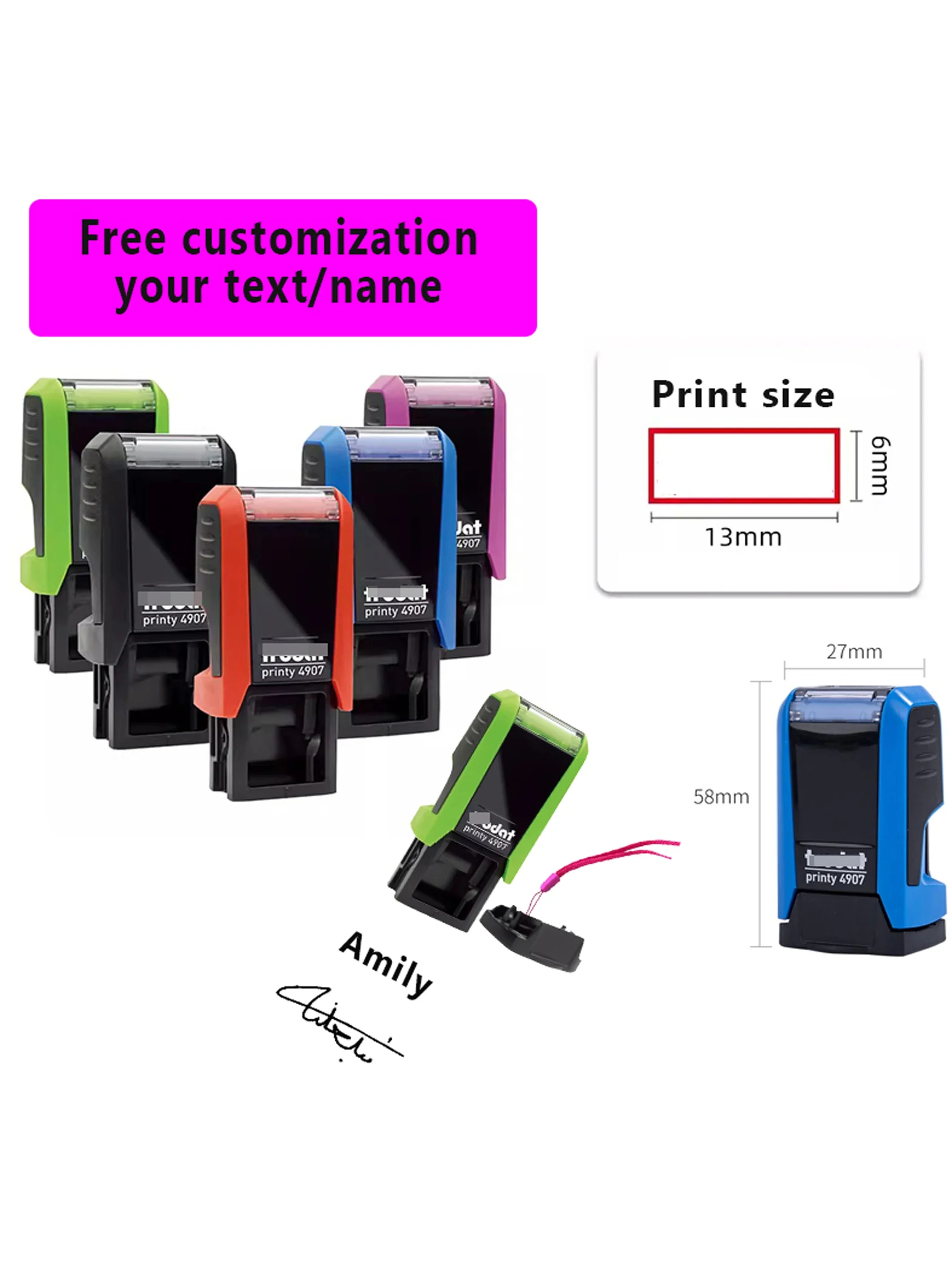 Customized 1-2 ,6X13MMRows Rectangular 4907 Office Teacher Mini Self ...
