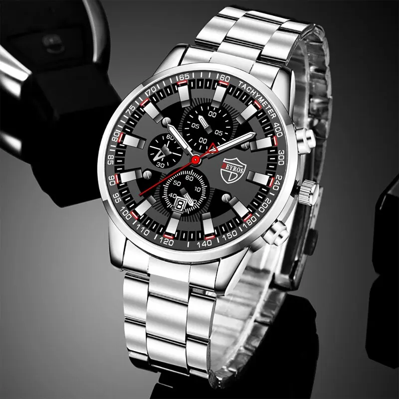 Fashion Mens Sports Watches Men Business Stainless Steel Quartz Watch ...
