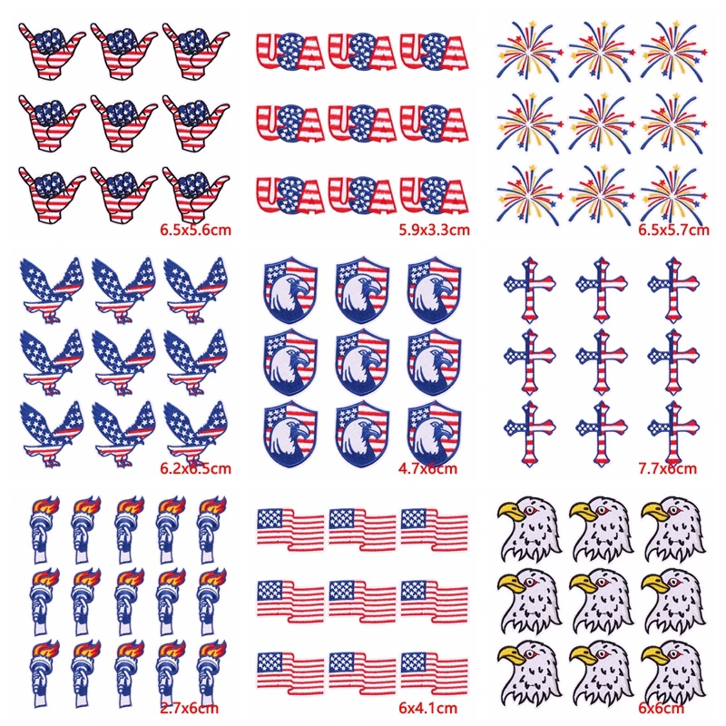 10Pcs/Lot American Patch Iron On Patches For Clothing 4th July Bald ...