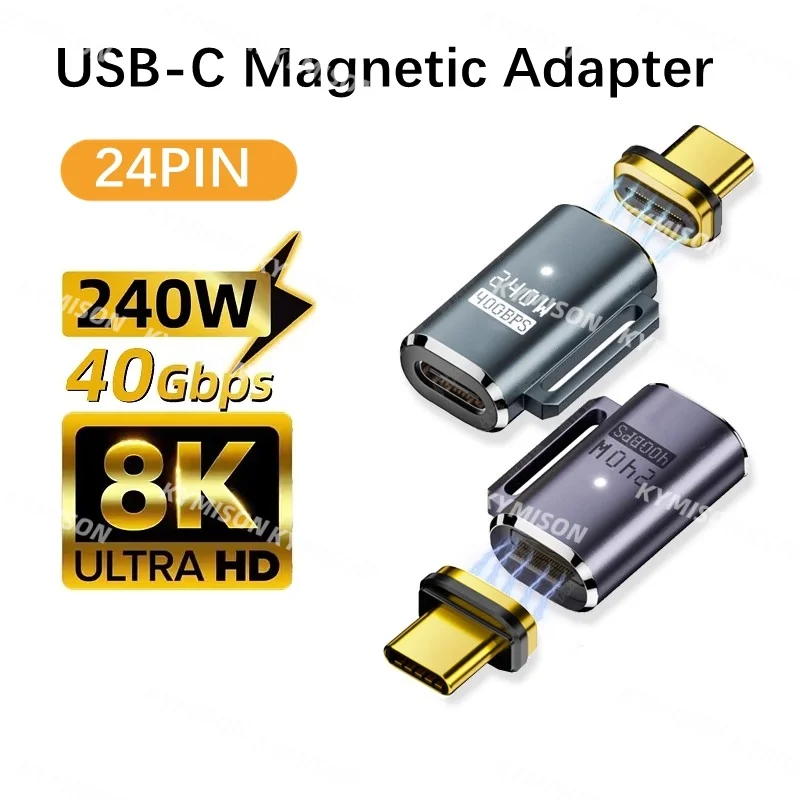 240W USB4 40Gbps Thunderbolt3 Magnetic Adapter USB C To Type C Fast ...
