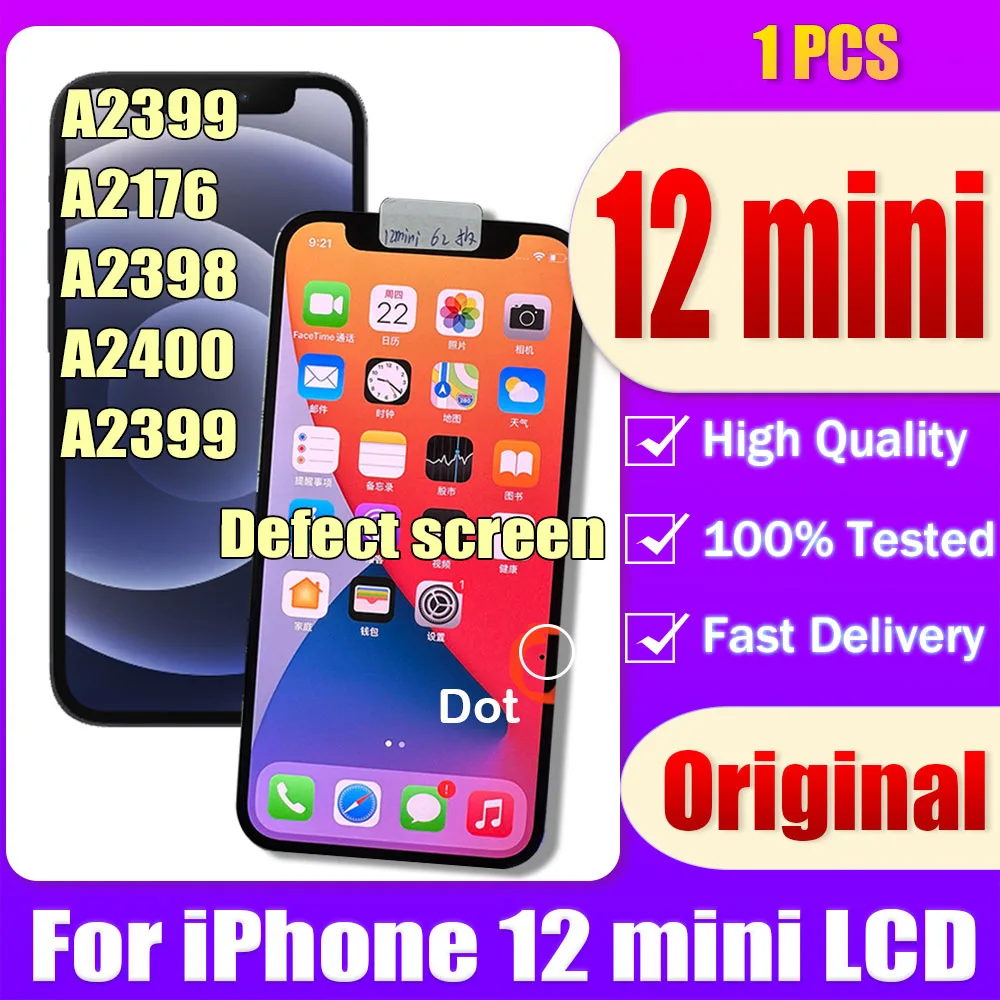 Dot-Defect-Original-For-iPhone-12-Mini-A2399-A2176-A2398-A2400-LCD-Display-Touch-Screen ...