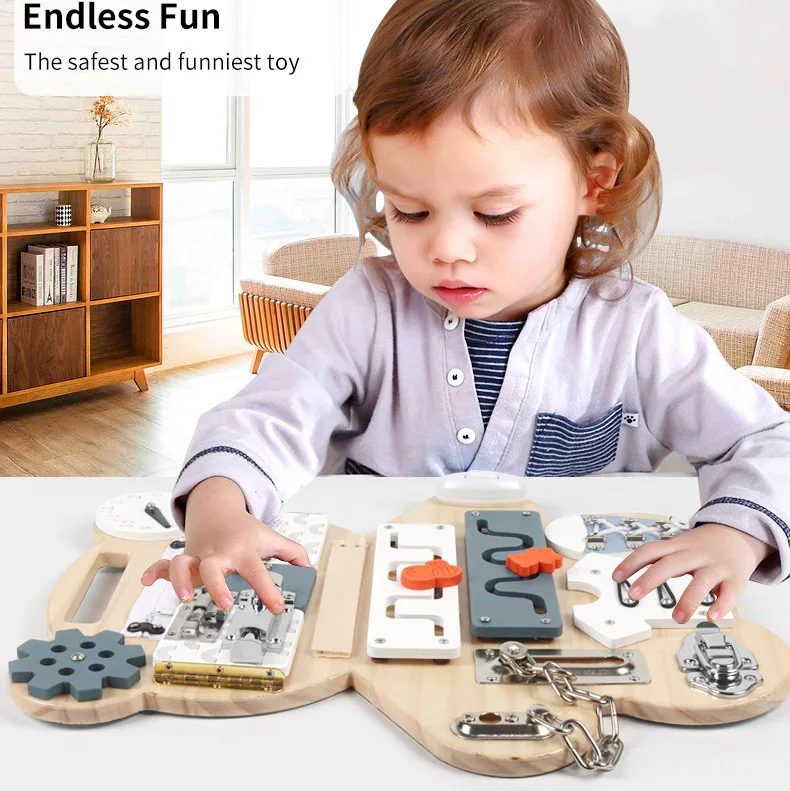 Double Sided 14 in 1 Montessori Wood Toy Busyboard Wooden Busy Board ...