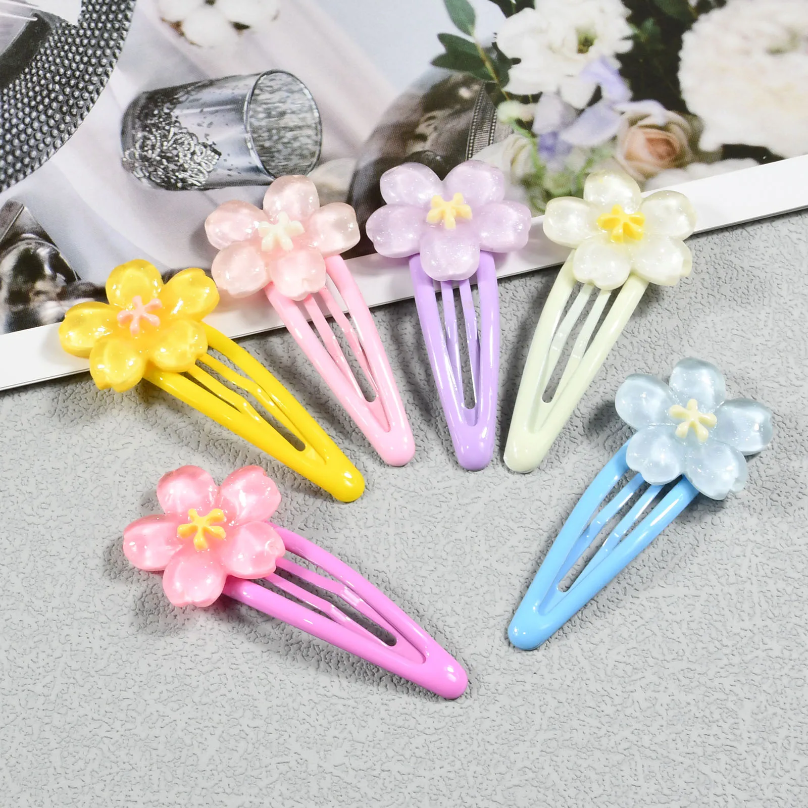 4Pcs-Set-Multicolor-BB-Hair-Clips-Sweet-Flowers-Shape-Women-Side-Clips ...