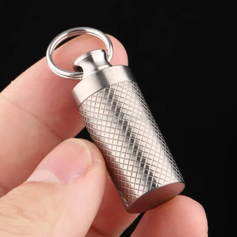 Portable Mini Titanium Alloy Sealed Capsule Waterproof Pill Box Camping ...