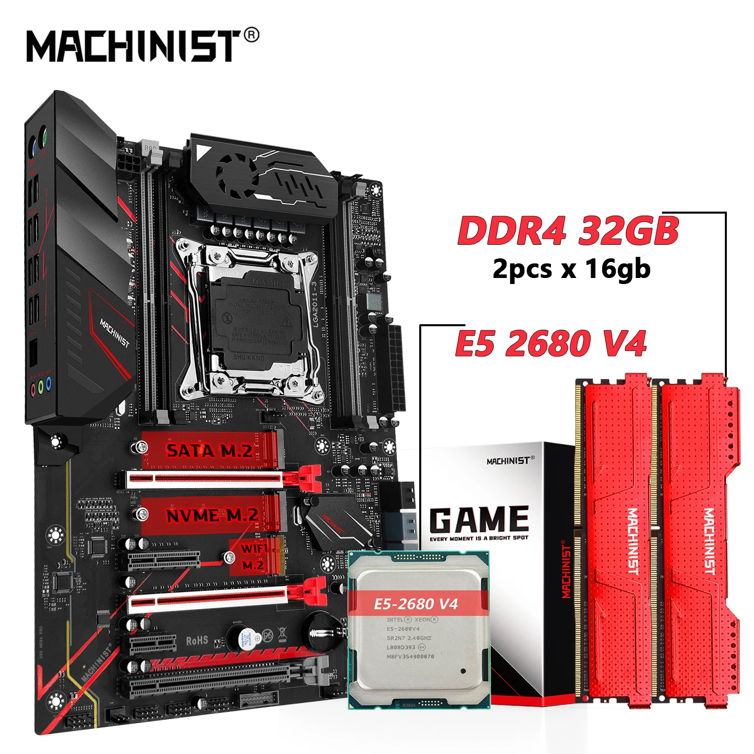 Machinista Mr9a Pro Max X99 Conjunto Kit Xeon E5 2680 V4 Lga2011 3 Cpu