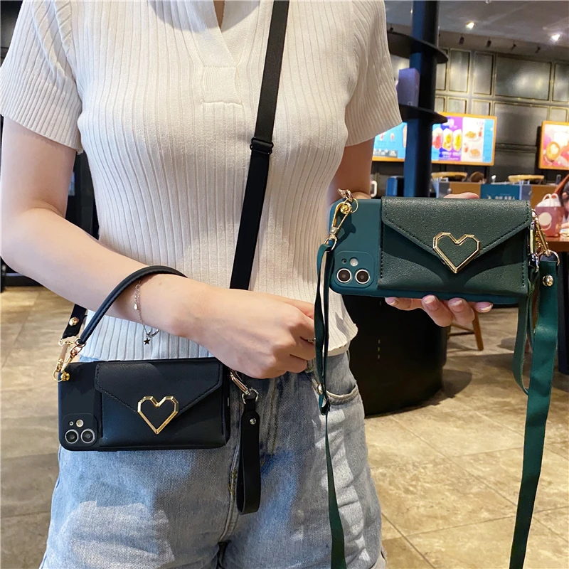 Luxury-Crossbody-Lanyards-Love-Heart-Leather-Hand-Wallet-Card-Soft-Case ...