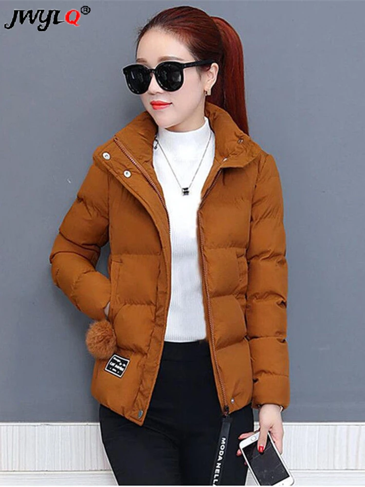 Fashion-Slim-Crop-Winter-Jacket-Women-Stand-Collar-Warm-Parkas-Korean ...