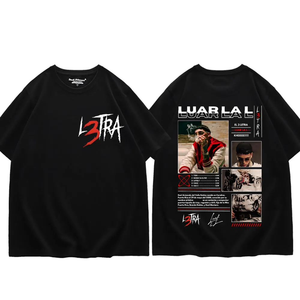 Rapper Luar La L L3TRA Album Merch T-shirt Harajuku Hip Hop Short ...