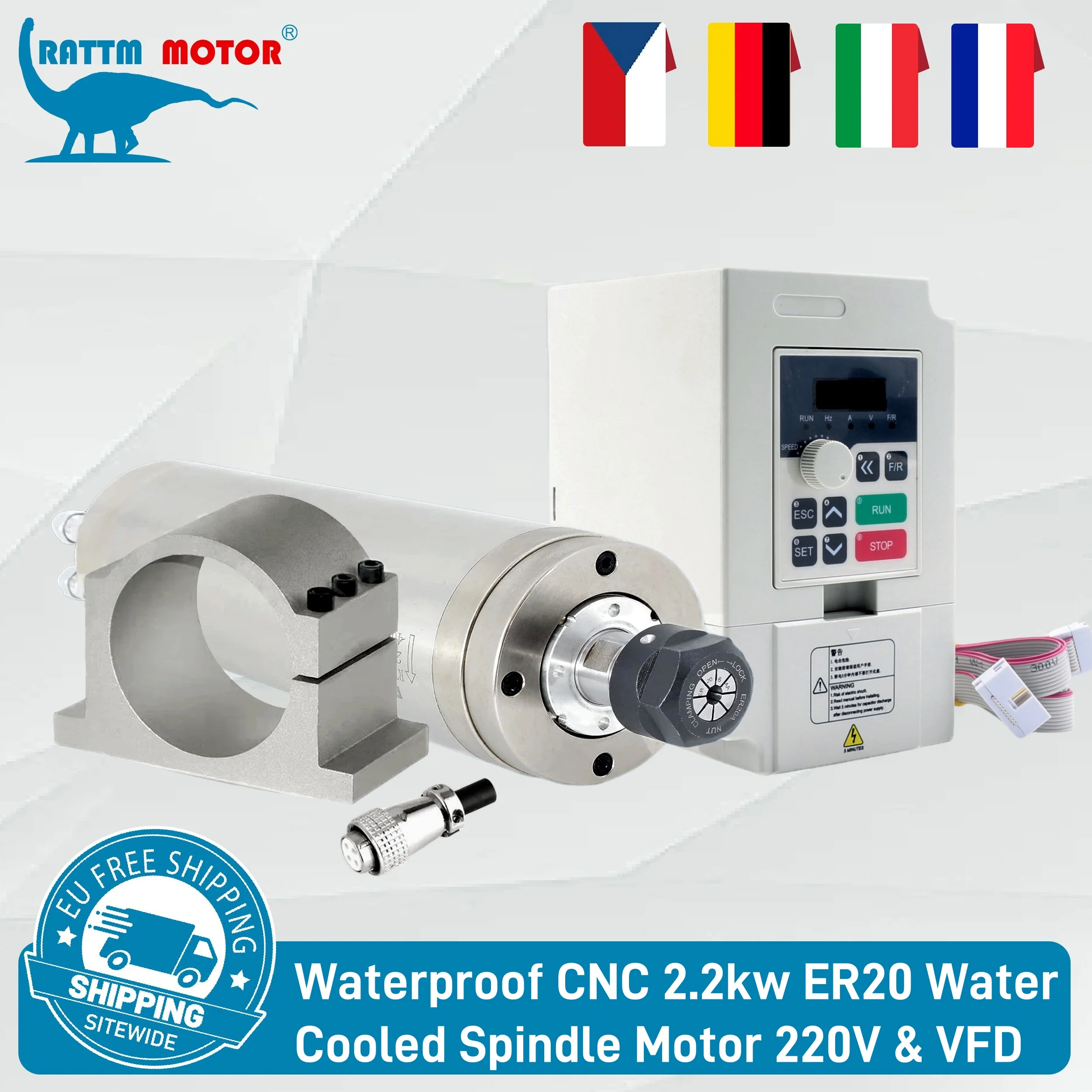 【EU Store】Waterproof Water Cooling Spindle Motor Kit 2.2kw 2200w Round ...