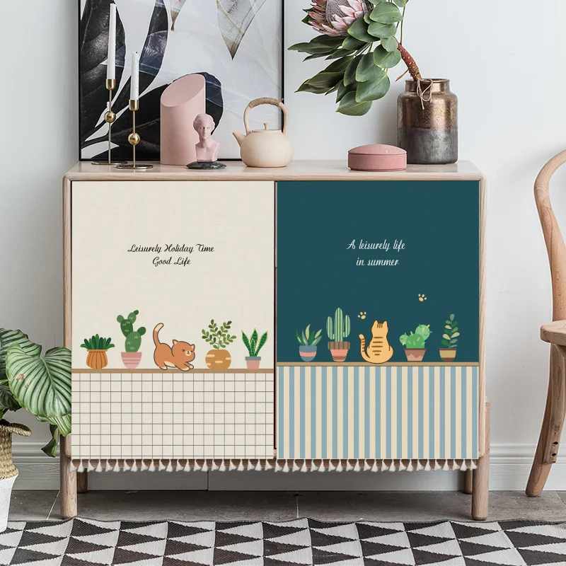 Nature-Pattern-Northern-Europe-Kitchen-Bookcase-Punching-free-Velcro ...