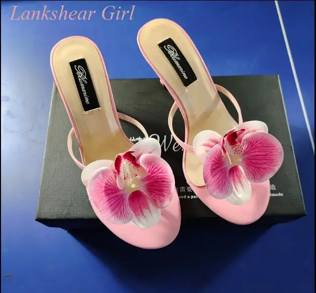 Women-s-Pink-Patent-Leather-Sandals-Flower-Decoration-Stiletto-Open-Toe ...