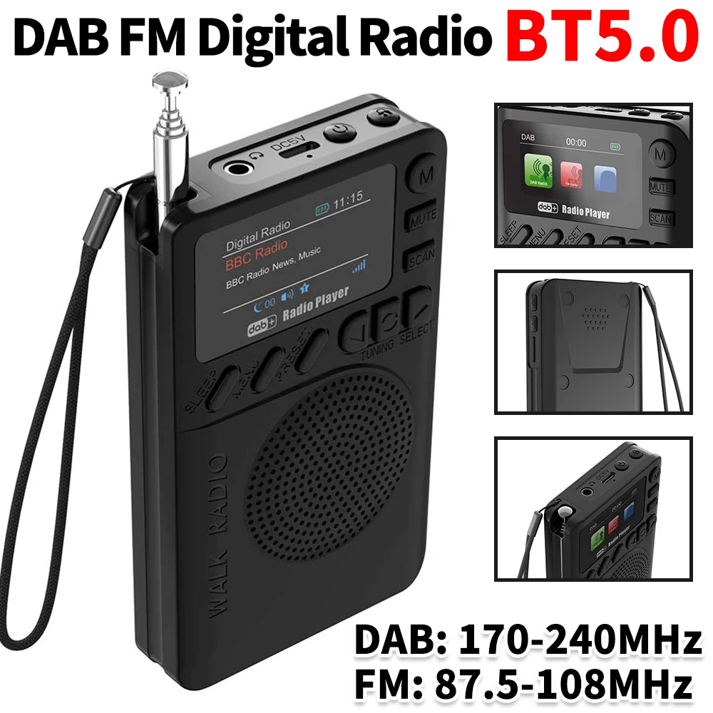 Mini DAB FM Digital Radio with Headphone Jack Color Screen Pocket Radio ...