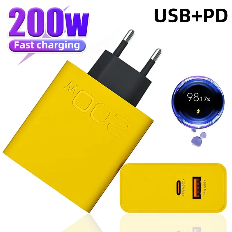 200w Fast Charging USB Type-C Phone Charger Dual Port PD Super Fast ...