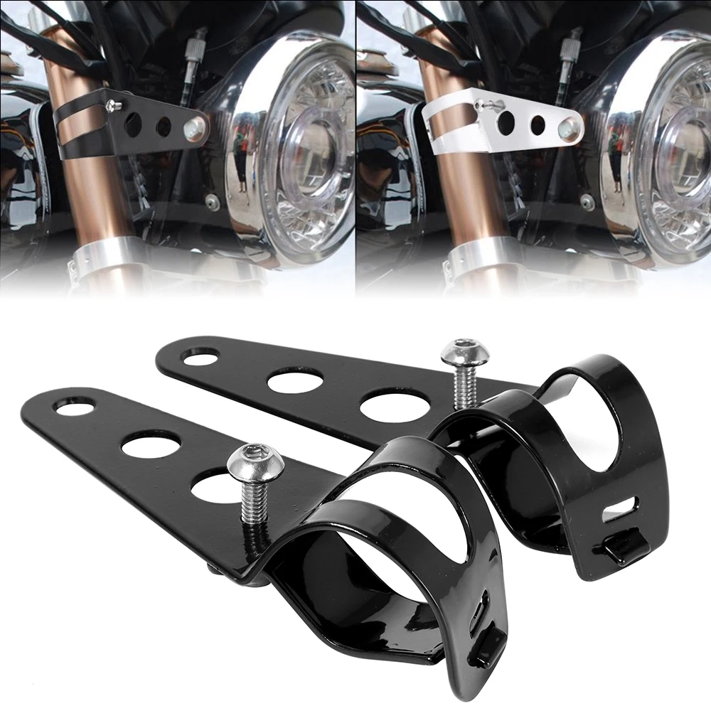 Black-Chrome-Motorcycle-Headlight-Mount-Bracket-Fork-Ear-Chopper ...