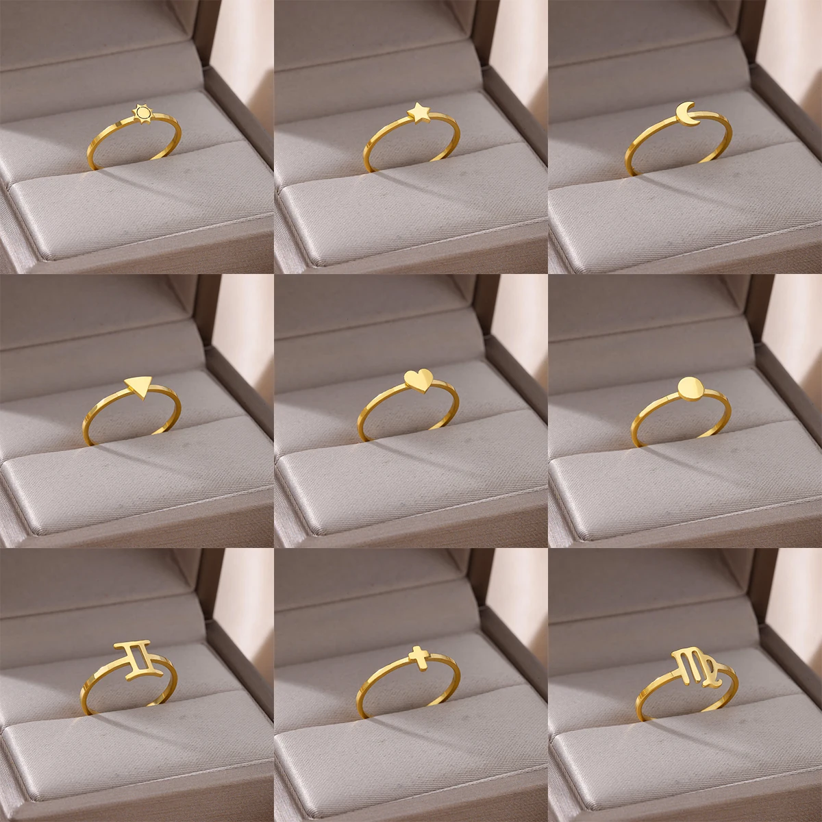Stainless-Steel-Rings-For-Women-Men-Gold-Color-Sun-Moon-Star-Heart ...