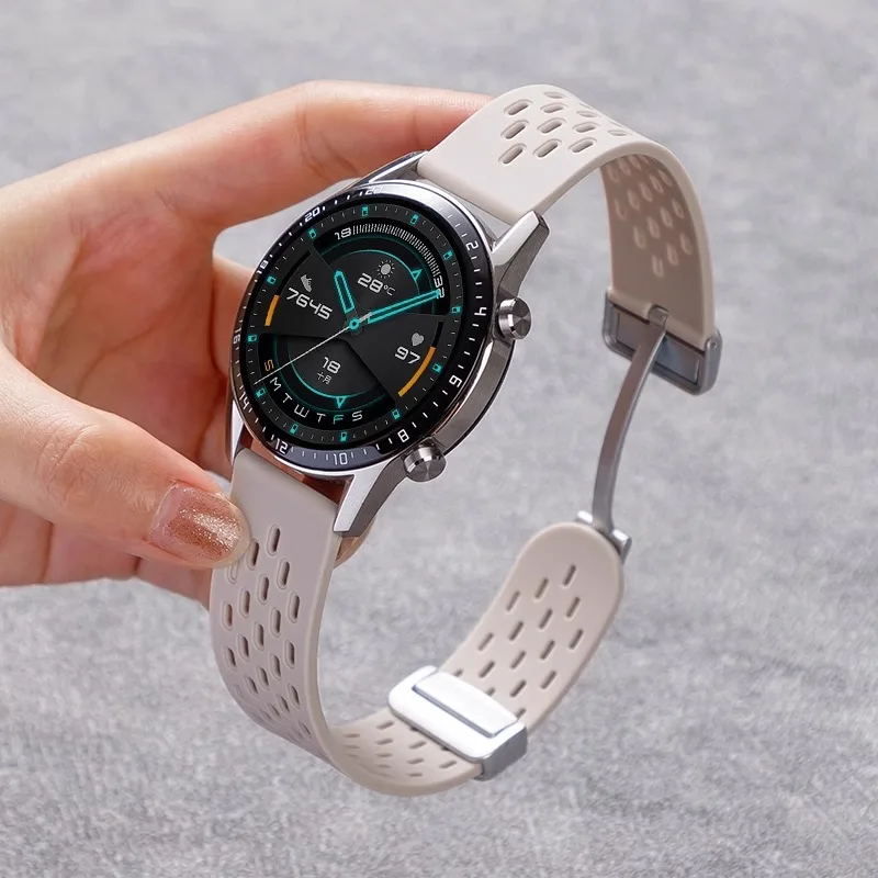 Magnetic Silicone Breathable Sports Watch Strap - Multi-Size Options ...