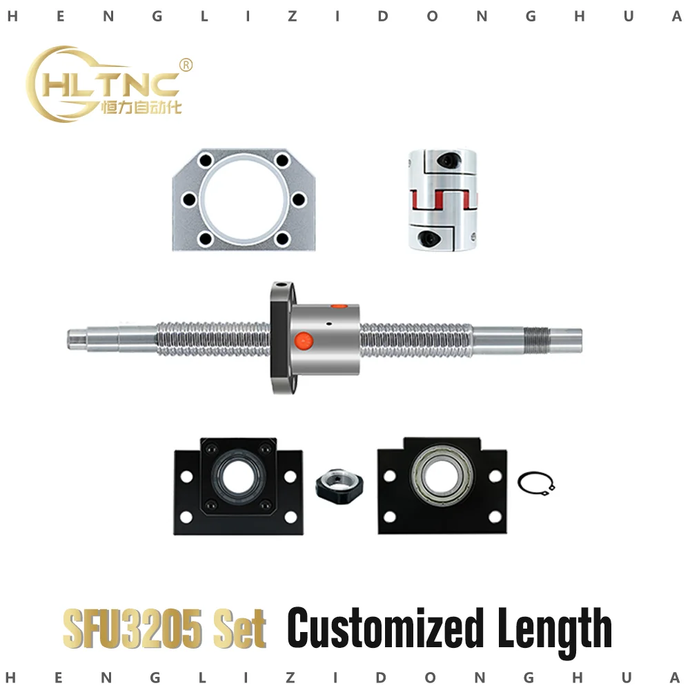 SFU3205 set RM3205 C7 Machined Rolled Ball Screw With Metal Deflector ...