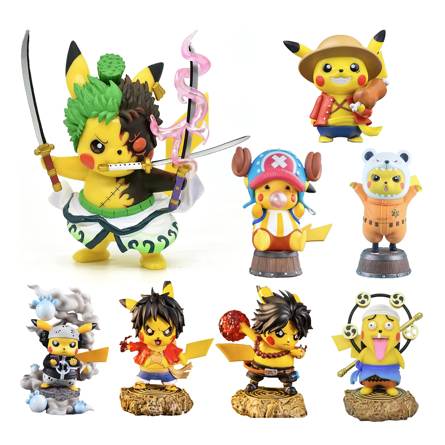 Pokemon Figurine Pikachu Cosplay One Piece Anime Action Figure Roronoa ...