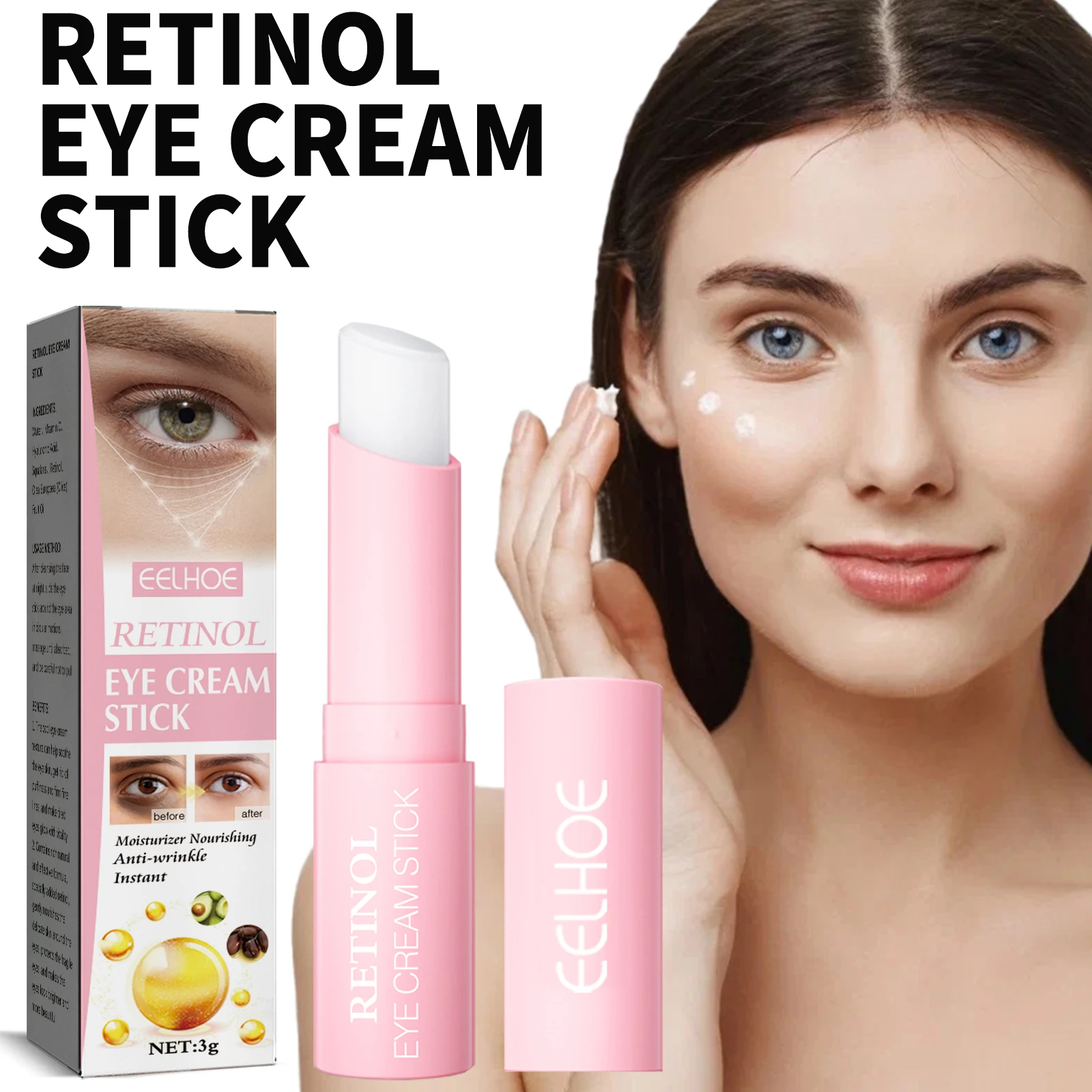 Retinol Eye Cream Stick Fade Fine Line Remove Wrinkle Eye Bags Anti ...