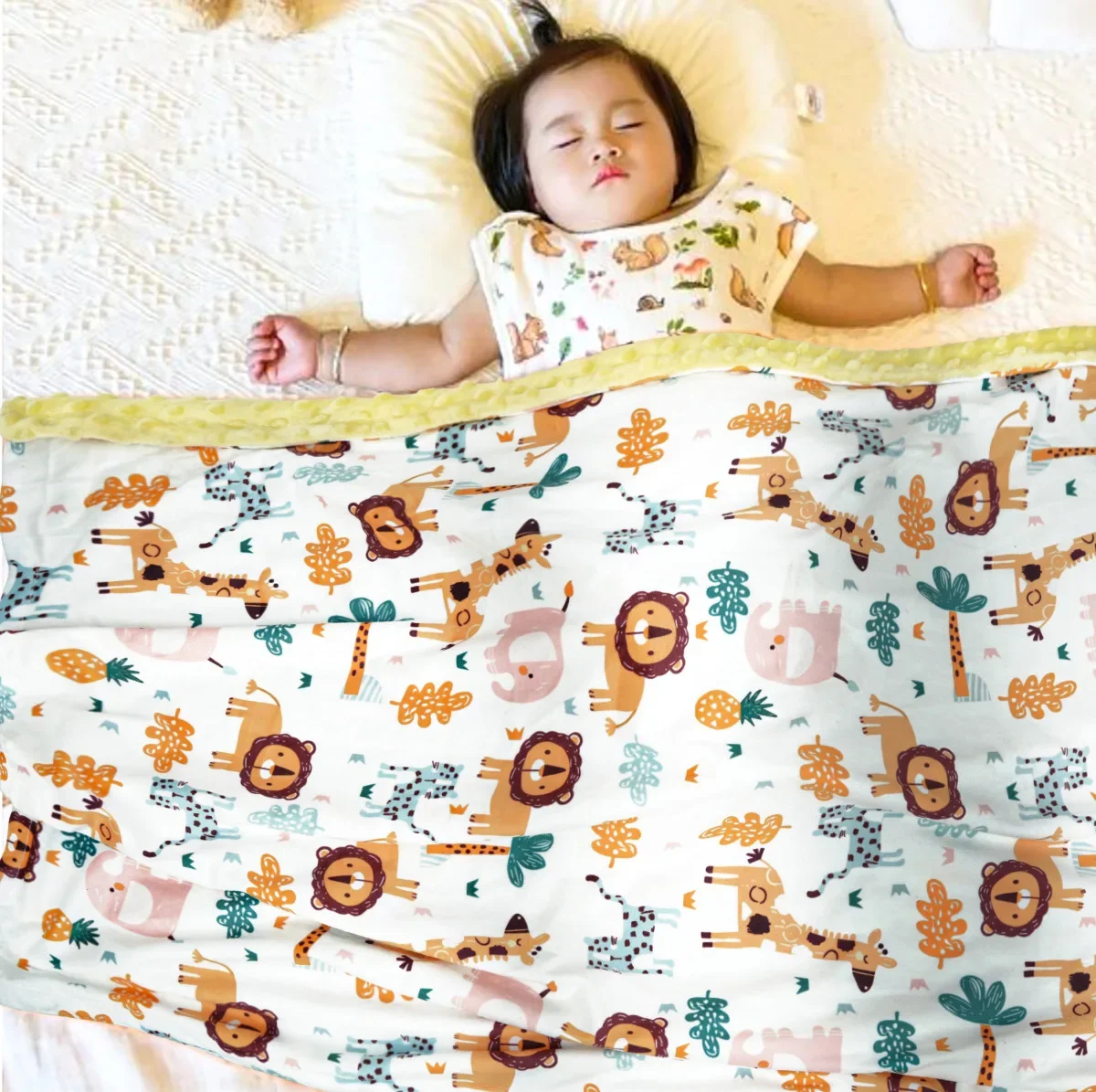 Double-Layer-Blanket-for-Kids-Reversible-Dotted-Baby-Soothing-Blanket ...