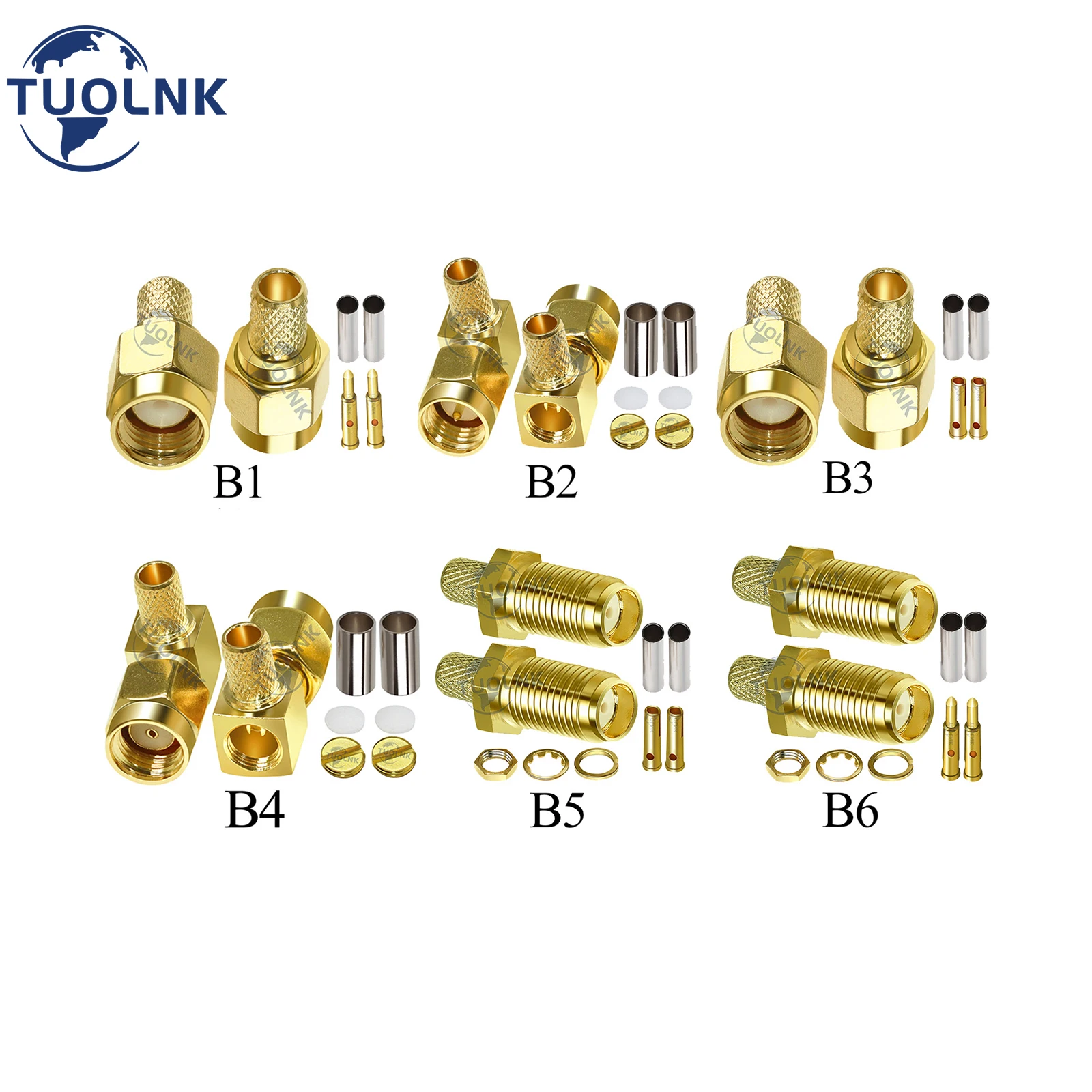 RG58 SMA Crimp Gold Plating RF Connector Reverse Polarity SMA Male ...