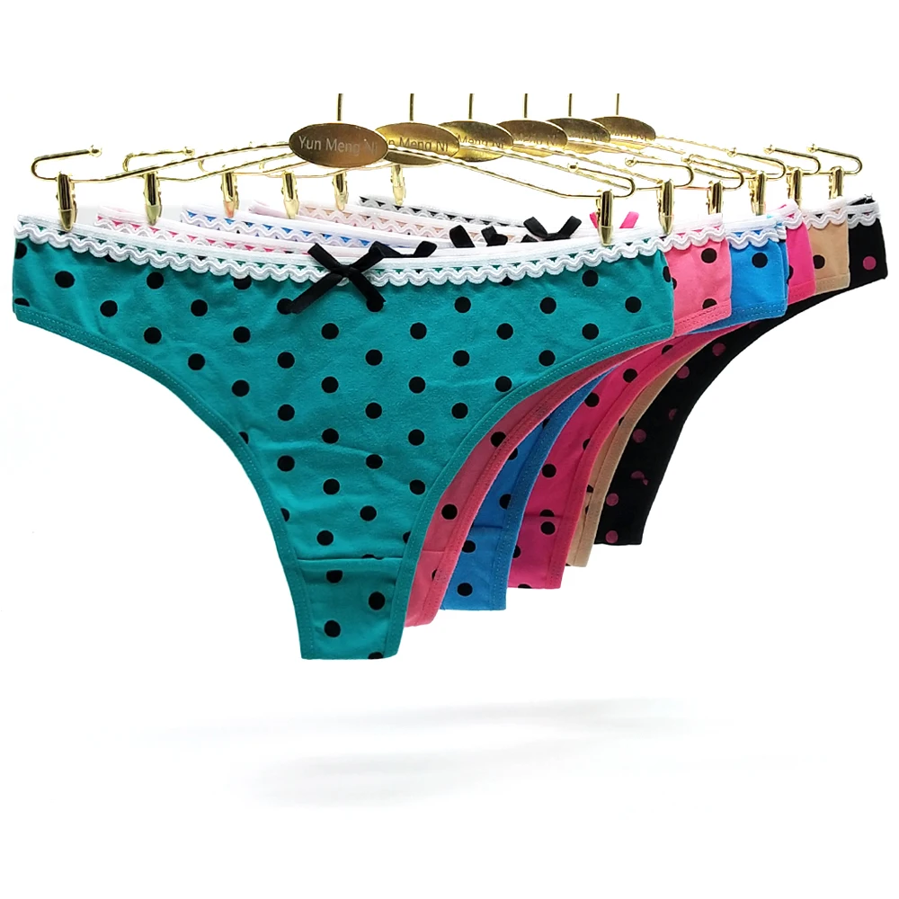 10 sztuk panie G ciąg seksowne stringi majtki bawełniane Dot drukowane ...