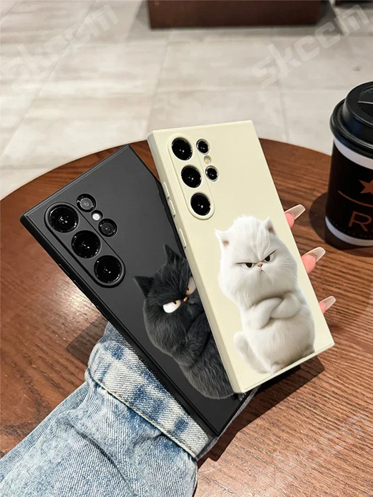 Funny-Black-White-Cat-Phone-Case-For-Samsung-Galaxy-S24-Ultra-S23-Plus ...