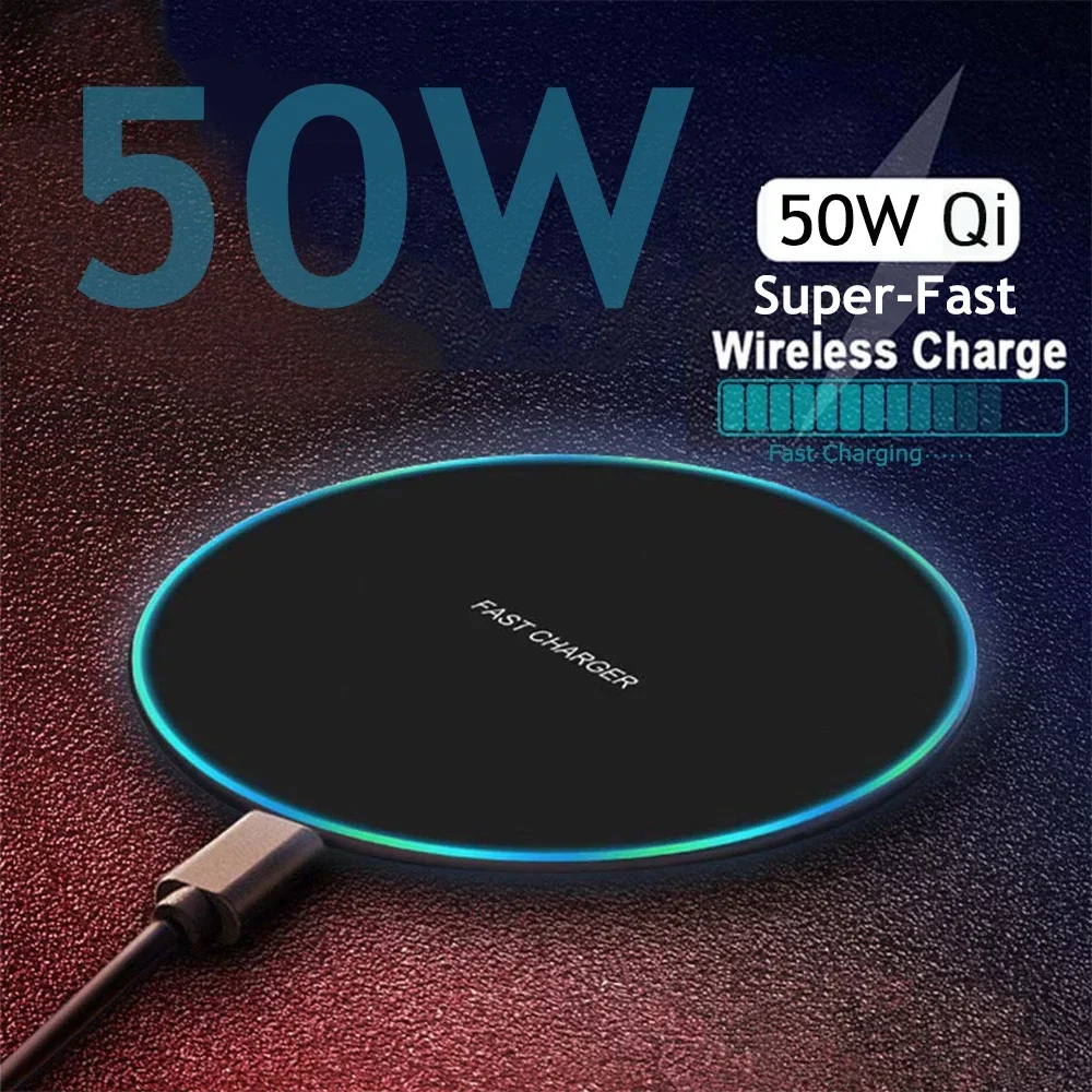50W Fast Wireless Charger Pad for Xiaomi Mi 13 12 11 10 Samsung iPhone ...