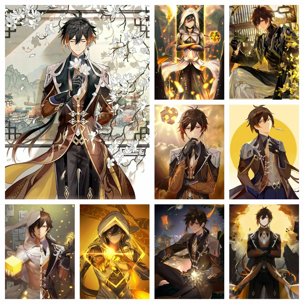 Japanese Cartoon Zhongli Diamond Rhinestone Painting Anime Genshin ...