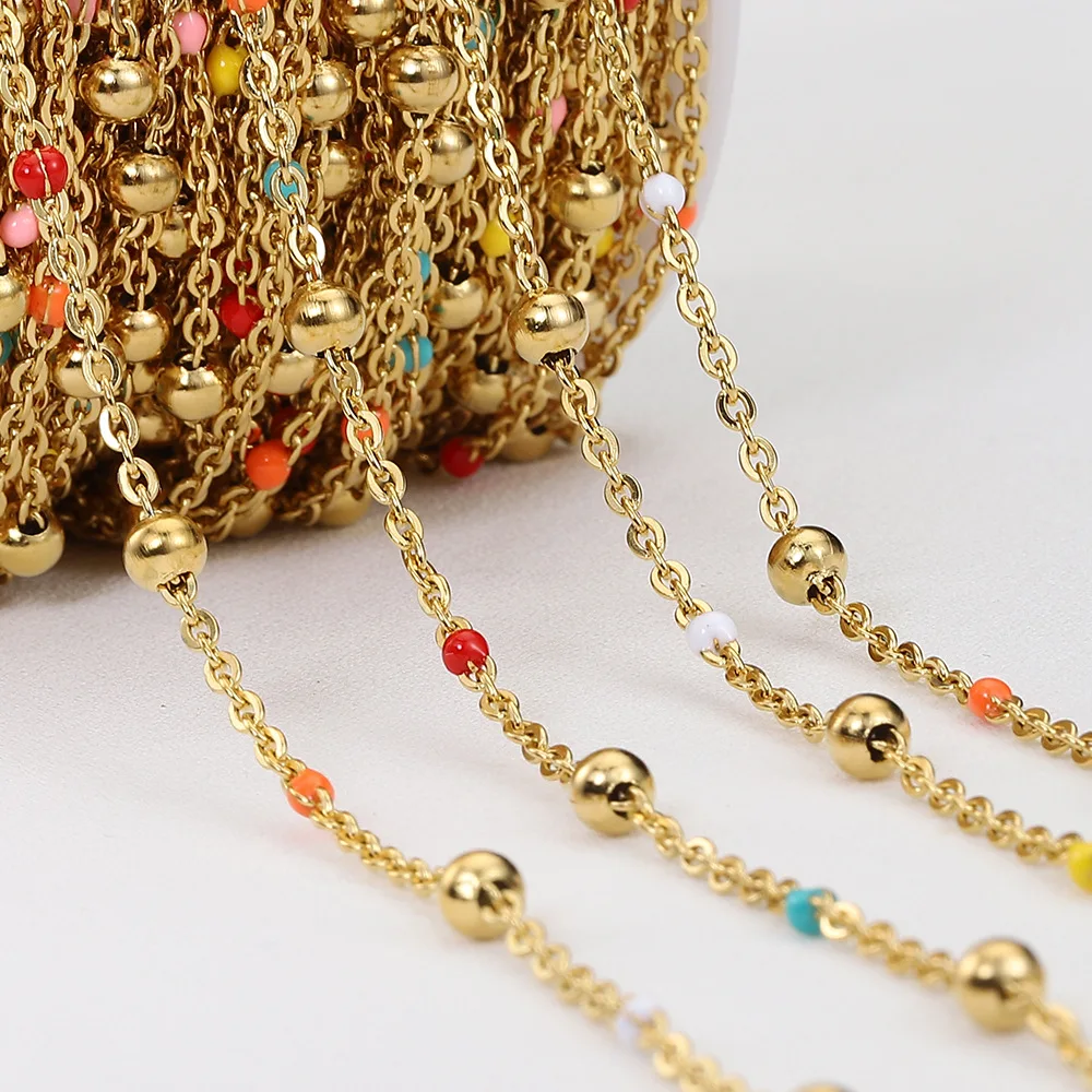 2meters Enamel Bead Oil Drip Chain Women's Fringed ChainS Collarbone ...