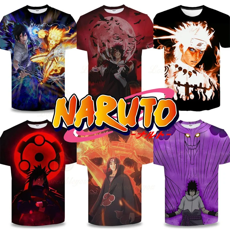 Uzumaki Naruto Summer T shirt Tees Cool Oversized Cosplay Sharingan ...