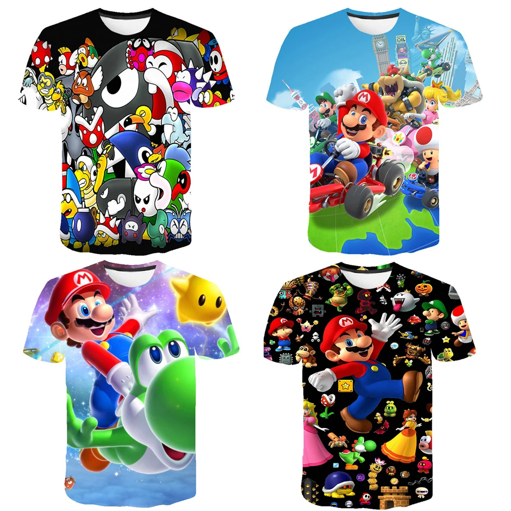 Brand Animation cartoon Super Mario T-Shirt Kids Print 3D Child Tops ...