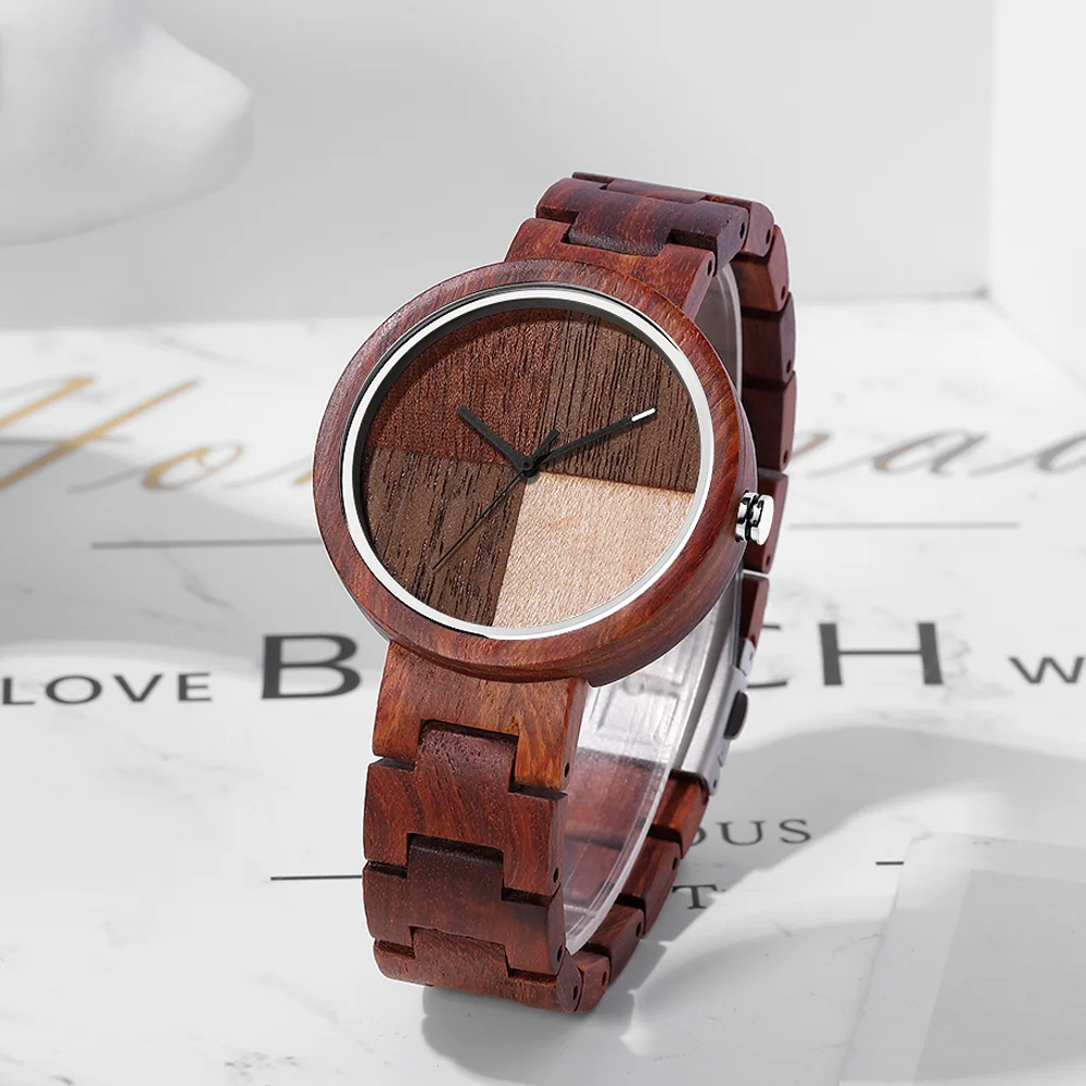 Reloj de cuarzo con movimiento de madera para hombre y mujer ...