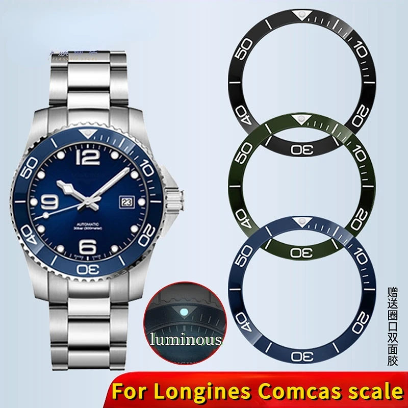 Blue-Green-Black-Luminous-Ceramic-Bezel-Insert-Dial-for-Longines ...