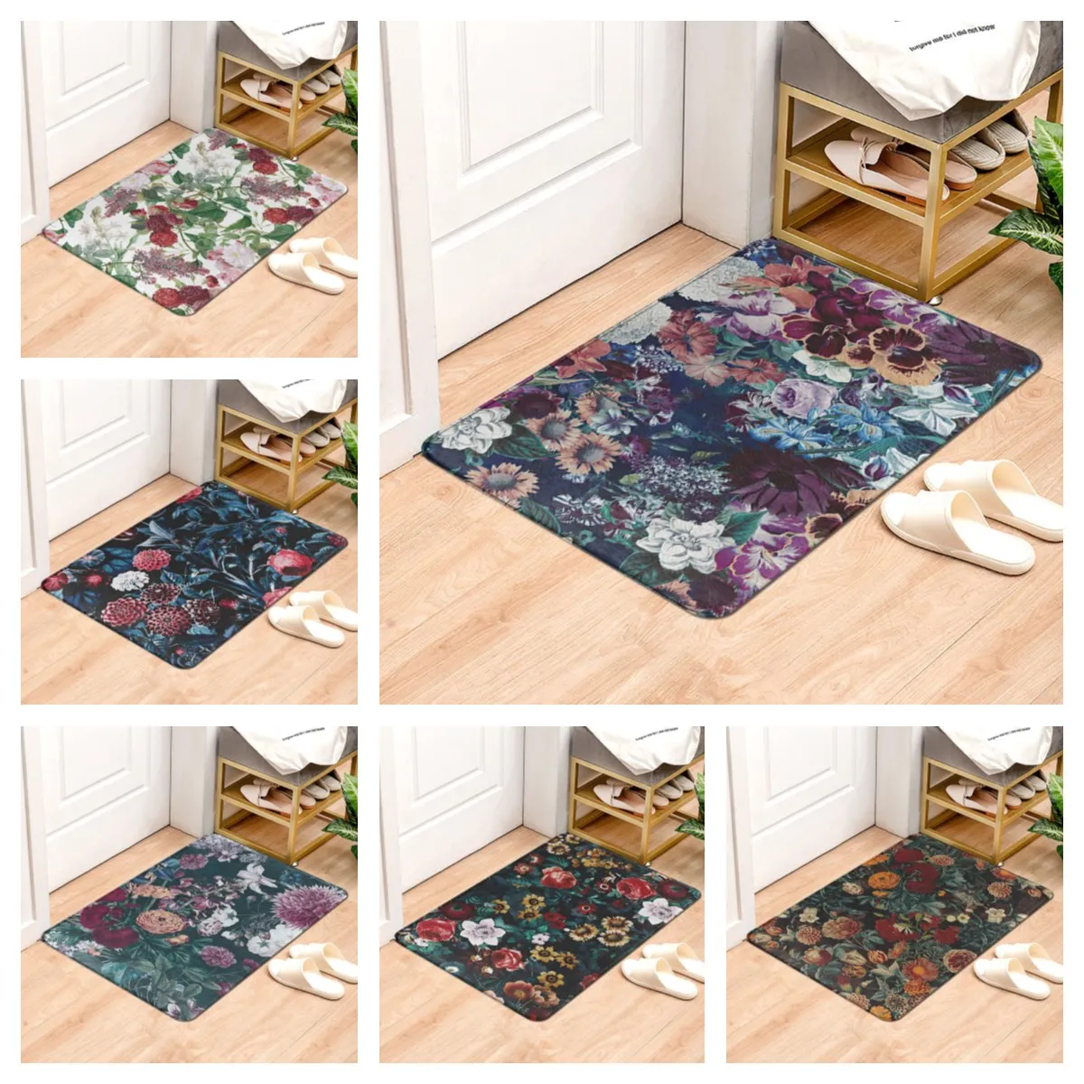 1-Pcs-40cmx60cm-Flower-Pattern-Anti-Slip-Carpet-Door-Mats-Doormats ...