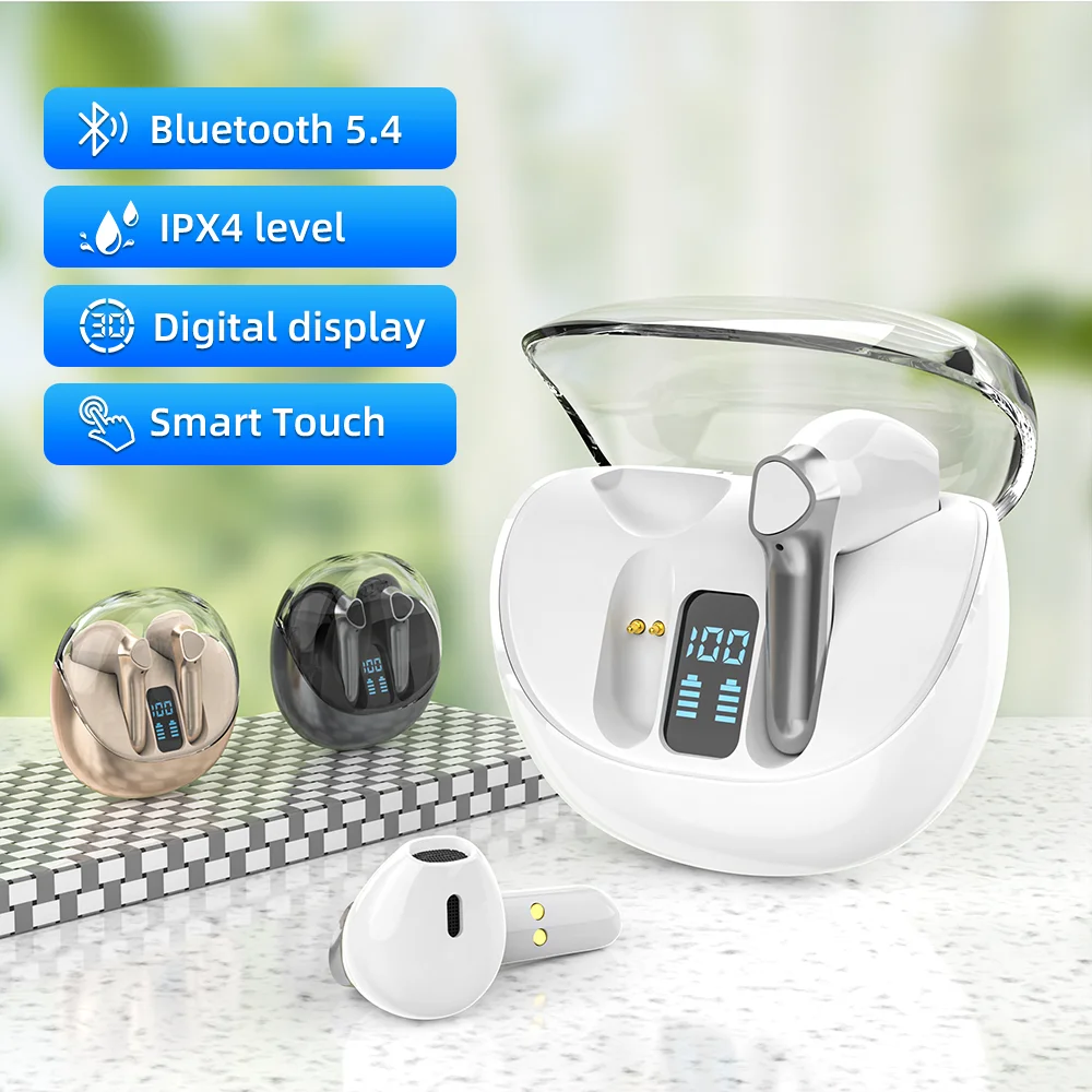 New Wireless Headphone Bluetooth 5.4 Tws In Ear Earphones LED Power ...