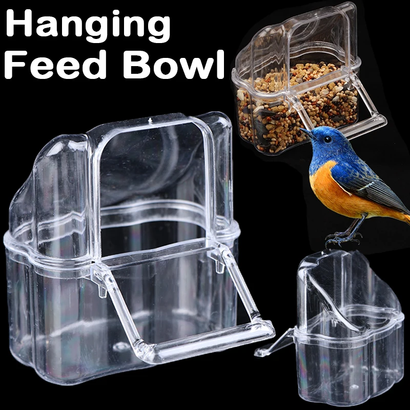 1Pcs-Parrot-Bird-Transparent-Plastic-Food-Cup-Bowl-Dispenser-Waterer ...