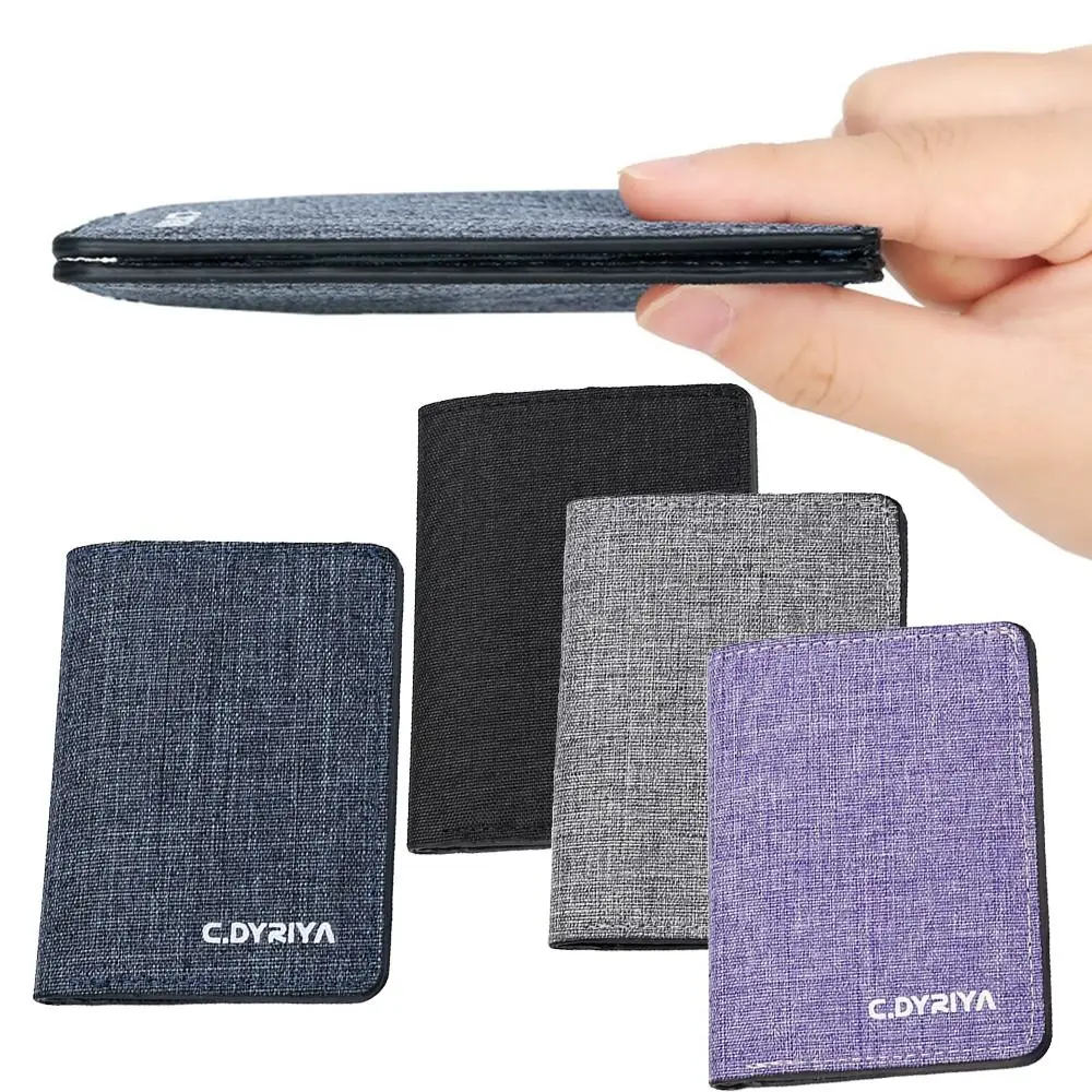 Women-Men-Short-Wallet-Card-Holder-Canvas-Bifold-Multi-purpose-Zippered ...