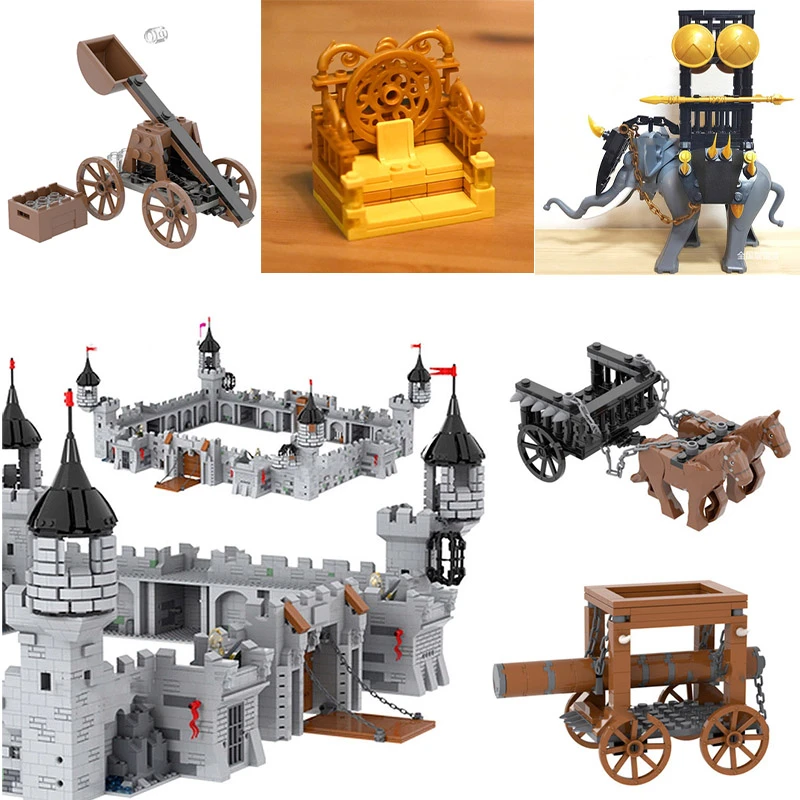 Medieval Military Castle Parts Moc Building Blocks Knights Chariot ...