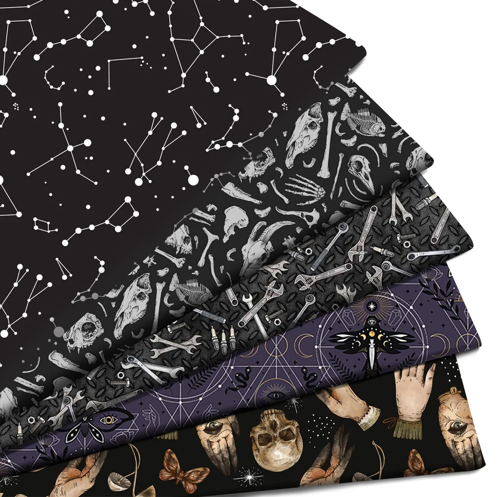 Tissu-en-Polyester-et-Coton-Noir-Motif-de-Constellation-X-Ray-toffe-de ...