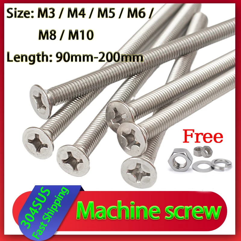 M3-M4-M5-M6-M8-M10-304-Stainless-Machinery-Steel-Lengthened-Cross-Flat ...