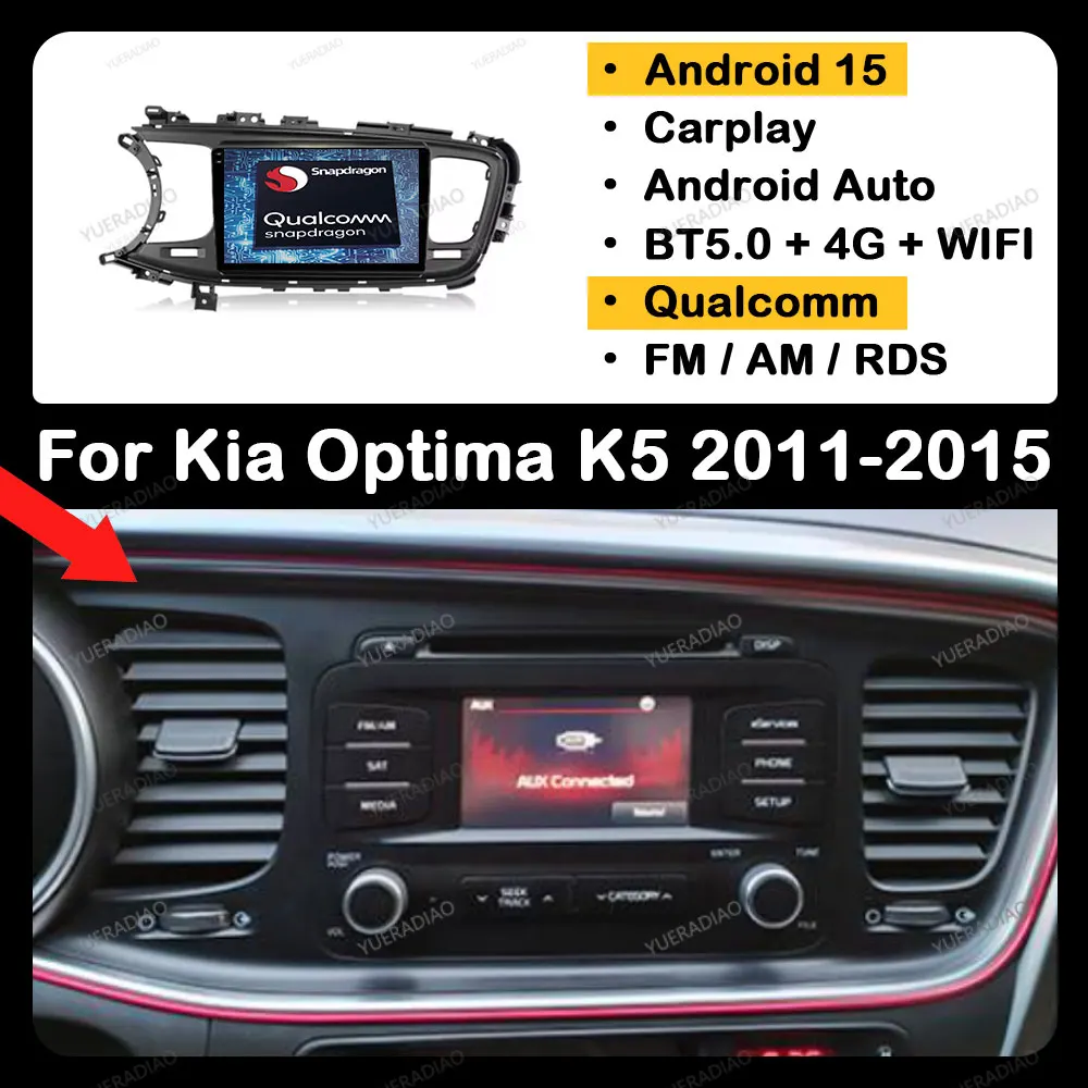 Android 15 Car Radio For Kia Optima K5 2013 - 2015 Head Unit QLED BT ...