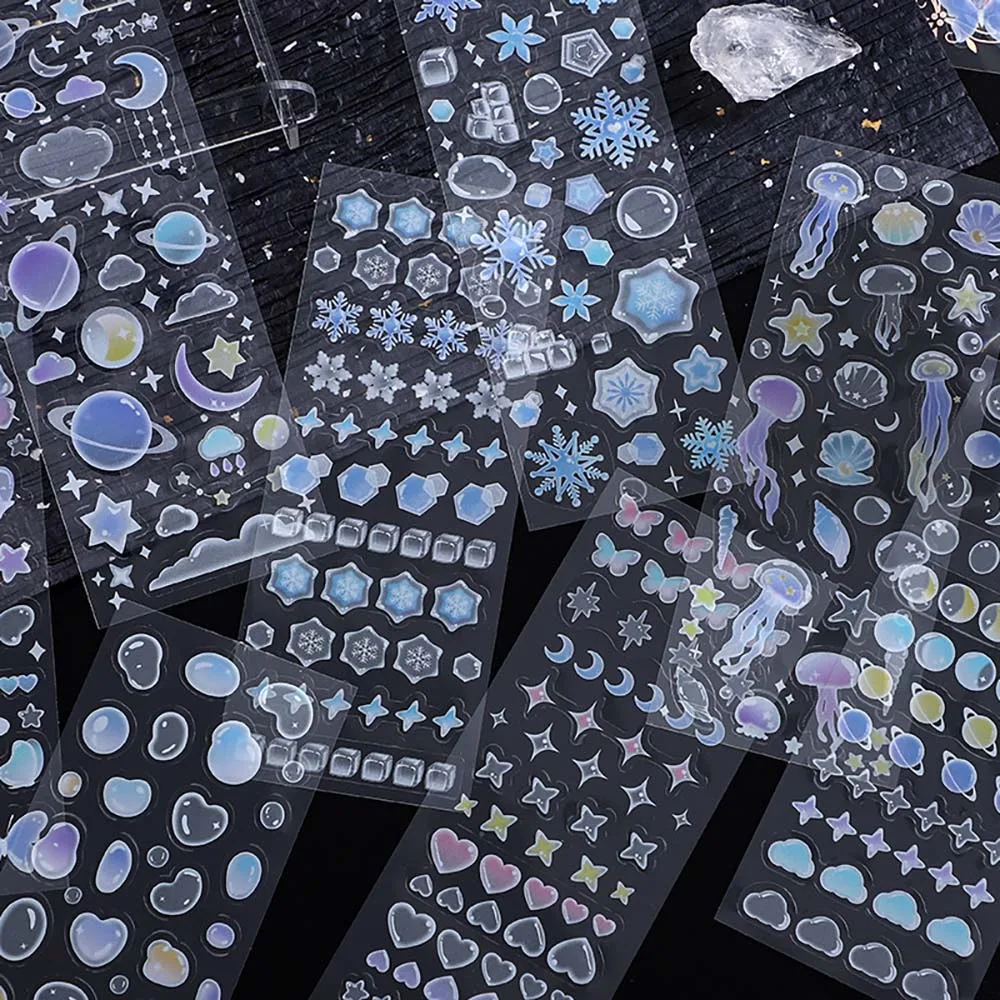 2Pcs-Creative-Small-Snowflake-Planet-PET-Stickers-DIY-Scrapbook-Photo ...