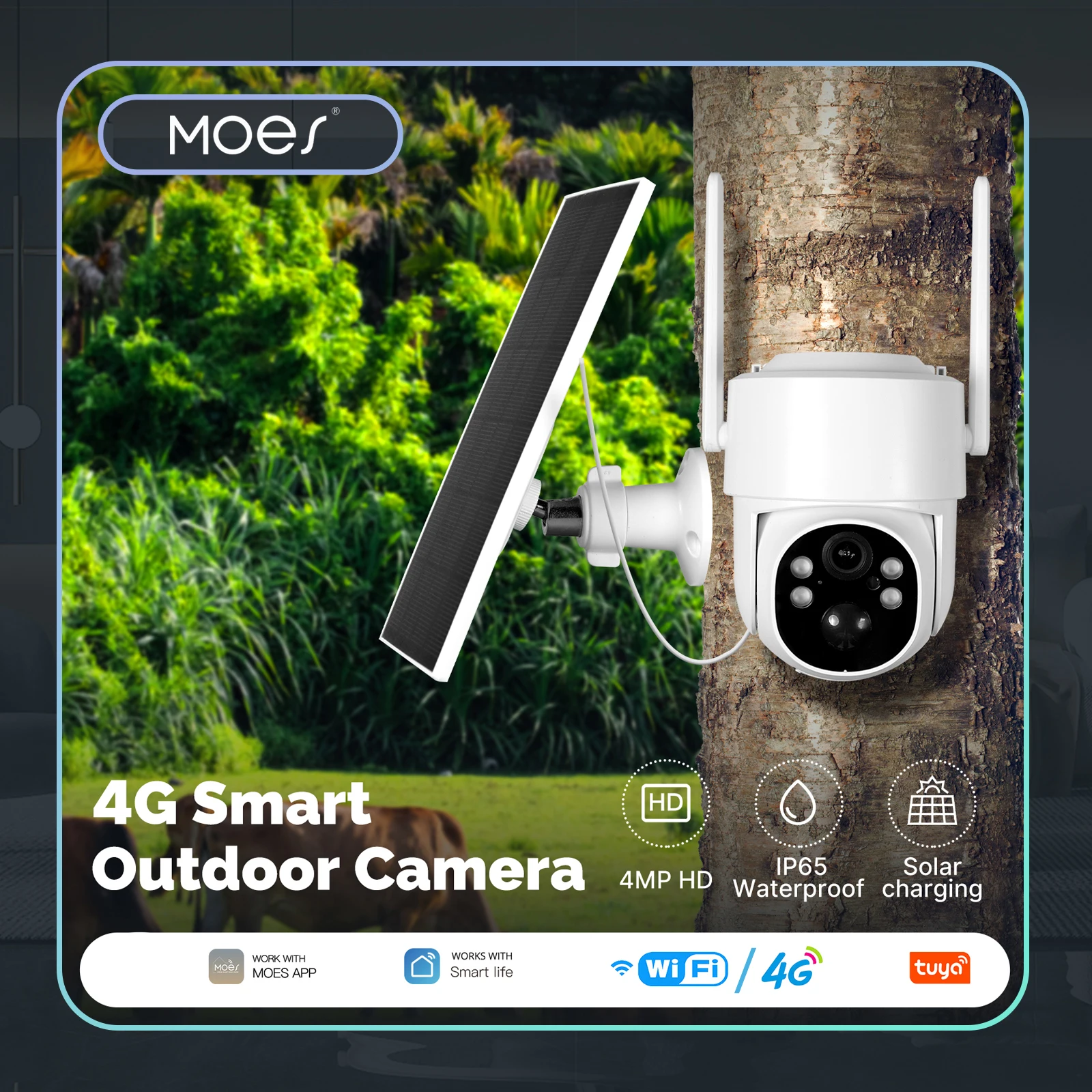 MOES-Tuya-4G-WIFI-4MP-Surveillance-Smart-Security-Camera-Solar-Charging ...