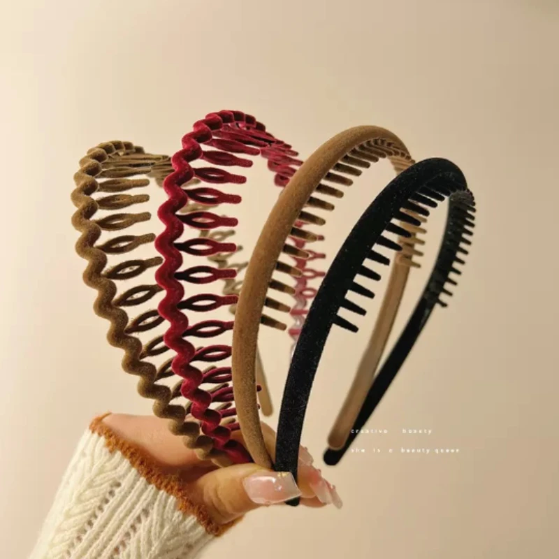 New-Simple-Flocking-Hair-Band-Women-s-Autumn-And-Winter-Velvet-Pressed ...