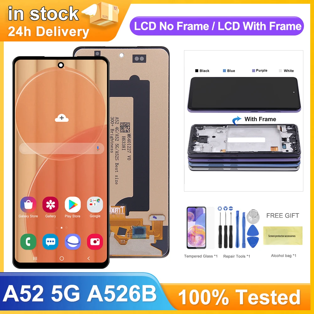 6.5" A52 5G AMOLED Display Screen with Frame for Samsung Galaxy A52 5G ...