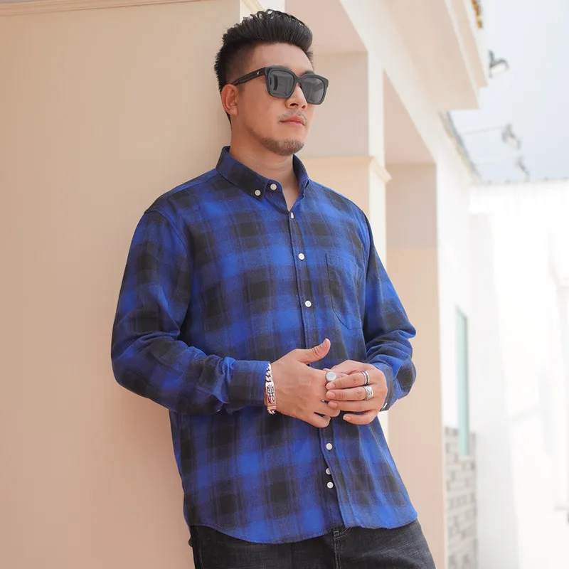 Plus-Size-8XL-9XL-11XL-12XL-Men-s-Plaid-Shirt-Spring-Autumn-Plus-Size ...